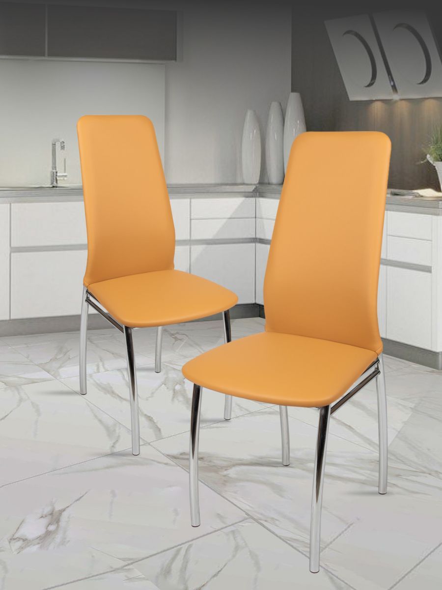 Кухонные стулья мягкие со спинкой Мебель Хром 2 шт какао