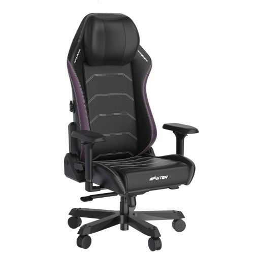 Кресло DxRacer I-DMC/MAS2022/NV черное с фиолетовыми вставками, экокожа, 4D-подлокотники,