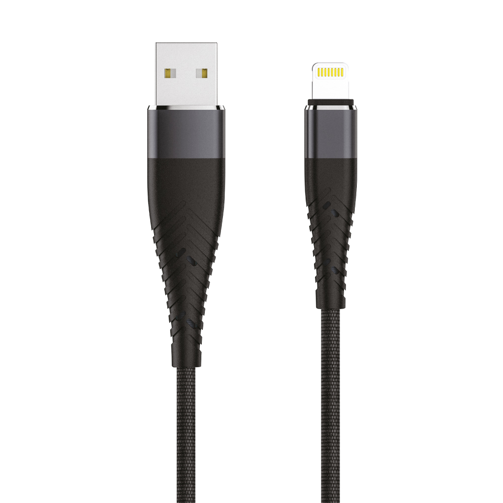 Кабель SOLID, USB 2.0 - lightning, 1.2м, 2.1A, черный, OLMIO,