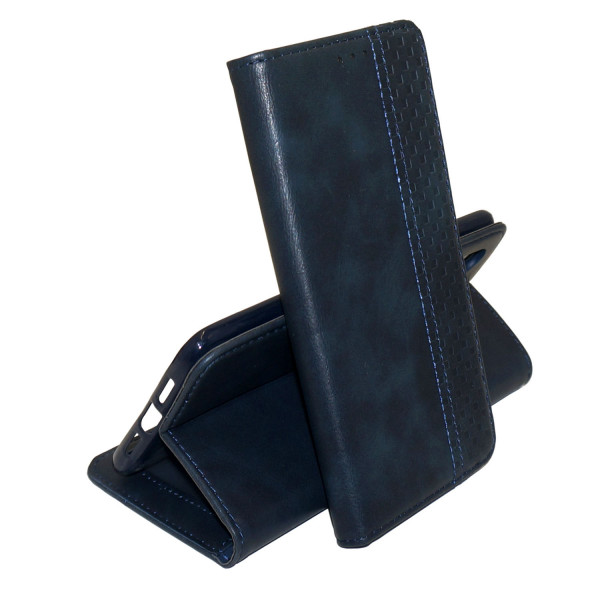Кожаный чехол книжка Business Wallet с визитницей для Samsung Galaxy Note 20 (Темно-синий)
