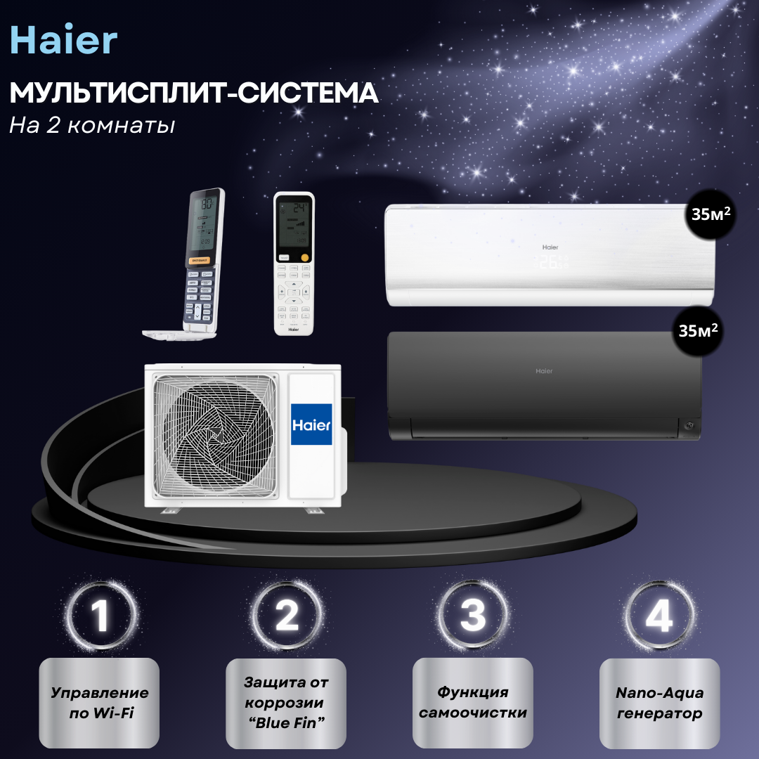 Мульти сплит-система Haier AS12NS6ERA-W + AS35S2SF2FA-B / 2U40S2SM1FA c Wi-Fi ESP32