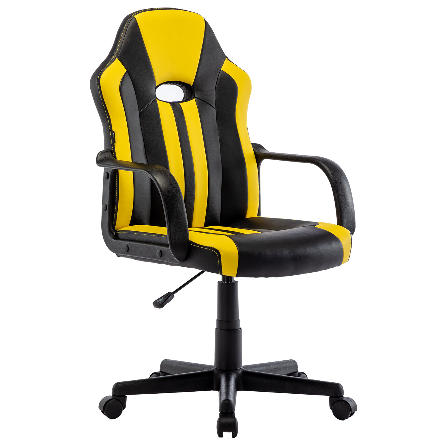 Кресло компьютерное BRABIX Stripe GM-202 экокожа, черное/желтое