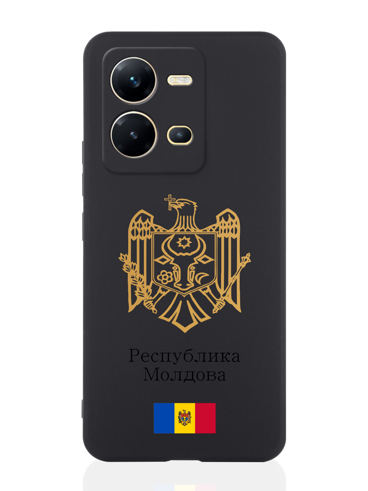 Чехол для Vivo V25e/V25 Золотой Герб Республики Молдова/ Герб Молдавии черный