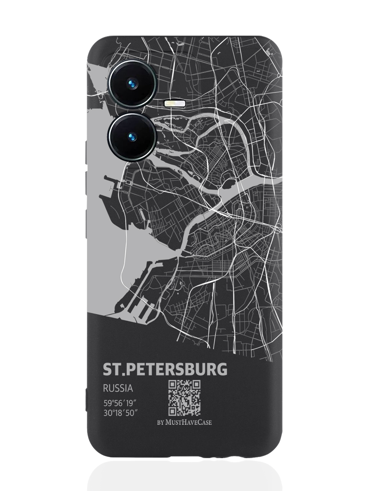 Чехол MustHaveCase для Vivo Y22 Карта Санкт-Петербурга черный