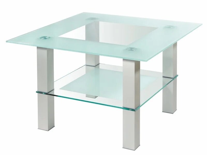 журнальный стол Мебелик Кристалл 1 Алюминий/Прозрачное стекло