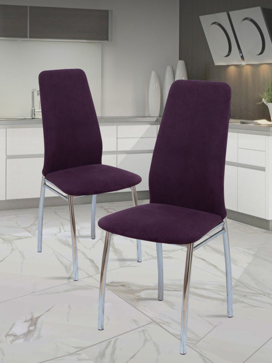 Кухонные стулья мягкие со спинкой Мебель Хром 2 шт фиолетовый