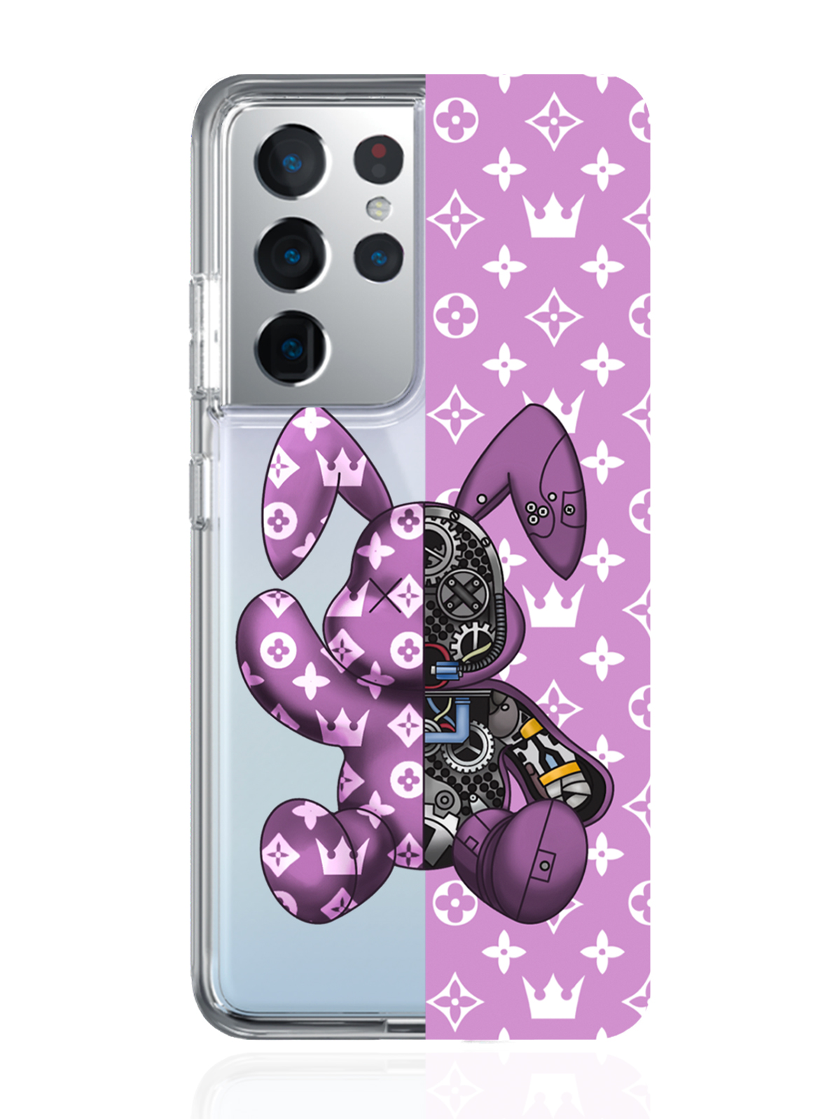 Чехол MustHaveCase для Samsung Galaxy S21 Ultra Bunny Розовый прозрачный