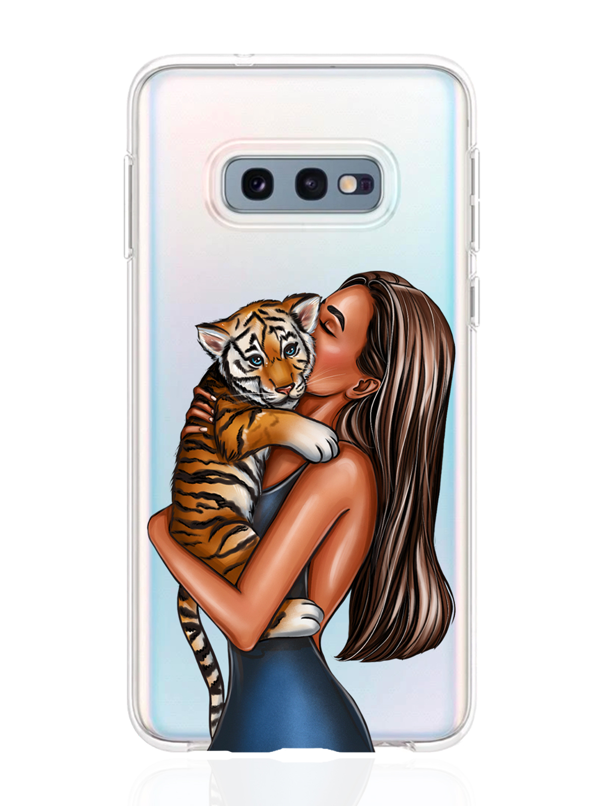Чехол MustHaveCase для Samsung Galaxy S10E Девушка с тигренком прозрачный