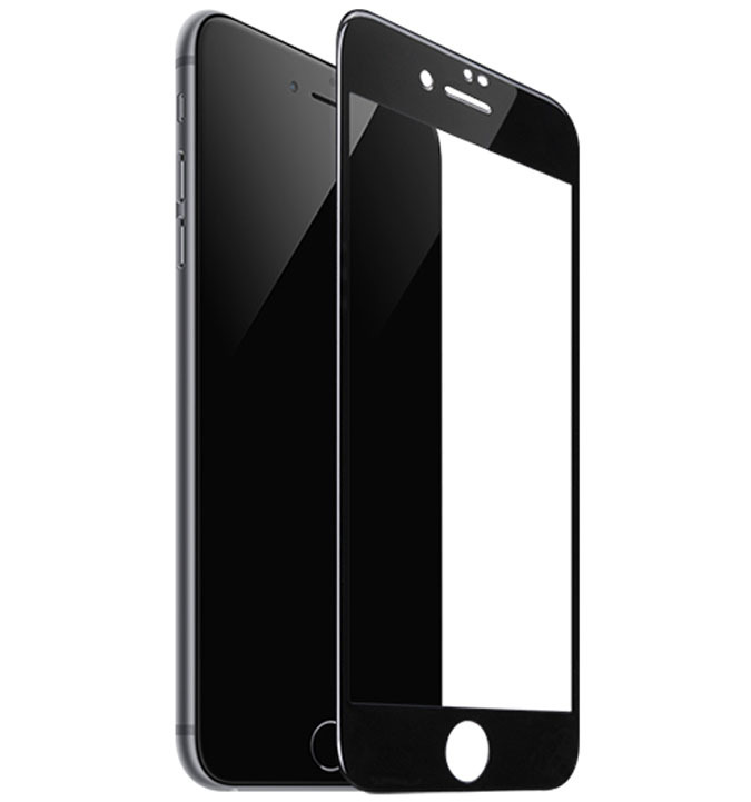 Защитное 3D стекло для iPhone 7 Plus противоударное / закругленные края (Черный)