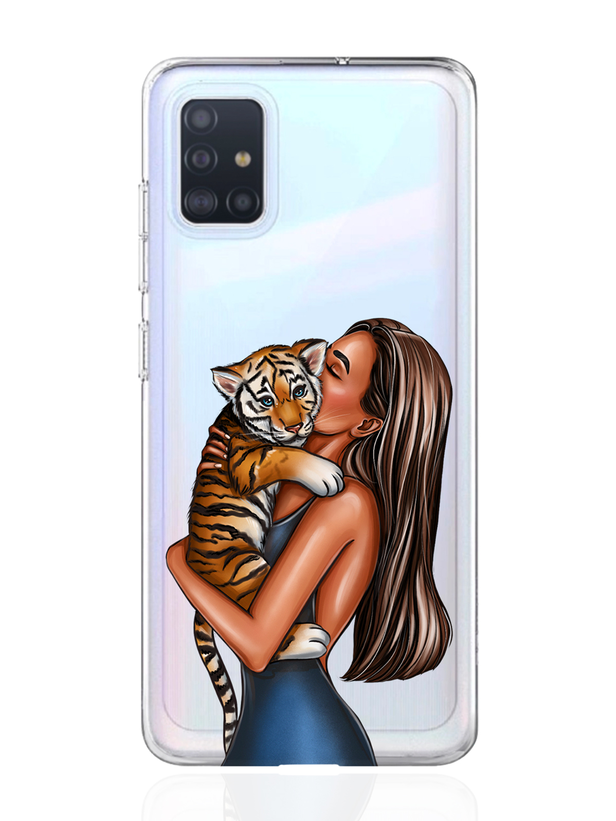 Чехол MustHaveCase для Samsung Galaxy A51 Девушка с тигренком прозрачный
