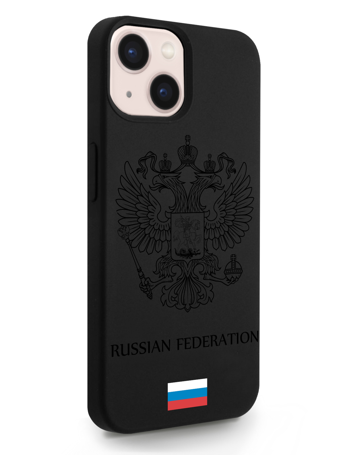 Чехол MustHaveCase для iPhone 13 Черный лаковый Герб Россия черный