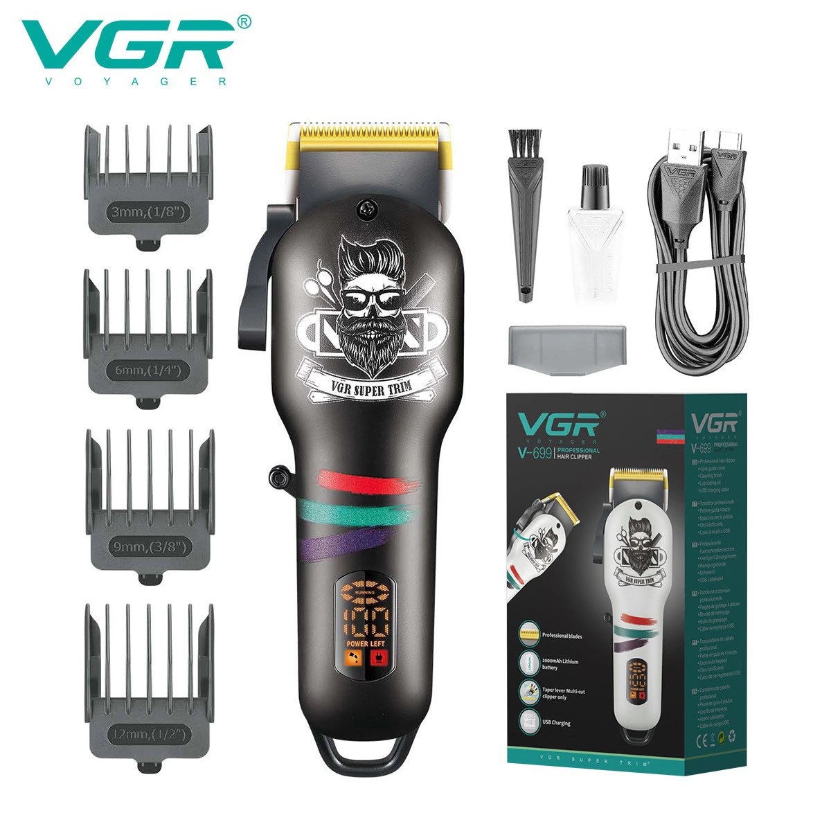Машинка для стрижки волос VGR V-699 черная
