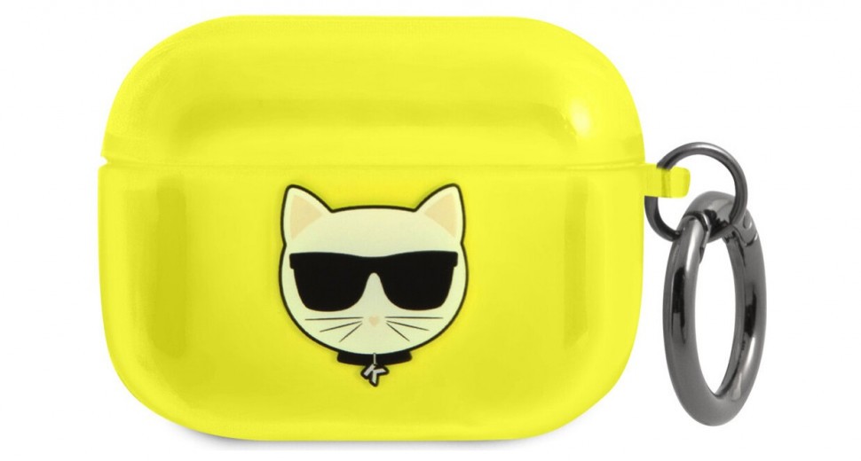 Чехол Karl Lagerfeld TPU FLUO with ring Choupette для AirPods Pro, Желтый