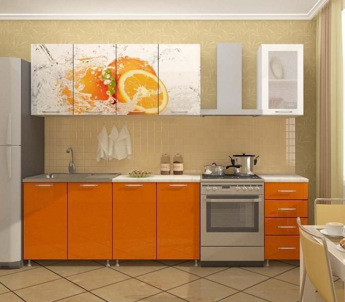 Кухонный гарнитур Миф МДФ с фотопечатью Апельсин 2000