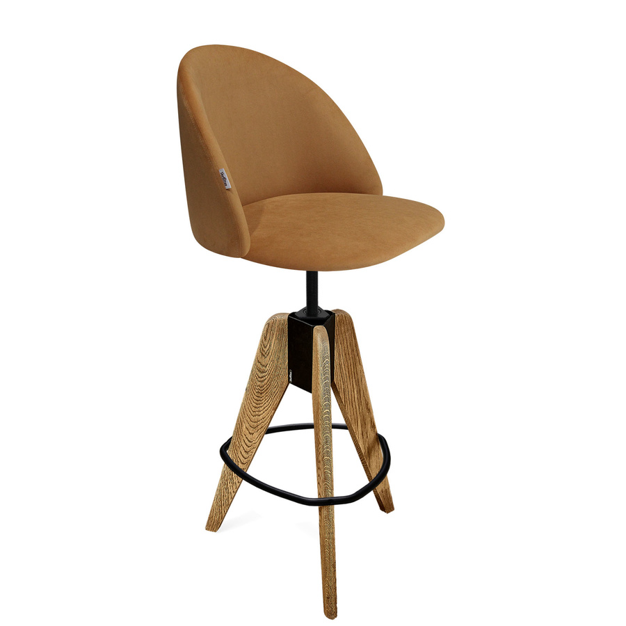 Барный стул Sheffilton 209719, черный муар/брш.коричневый/брш.коричневый/горчичный