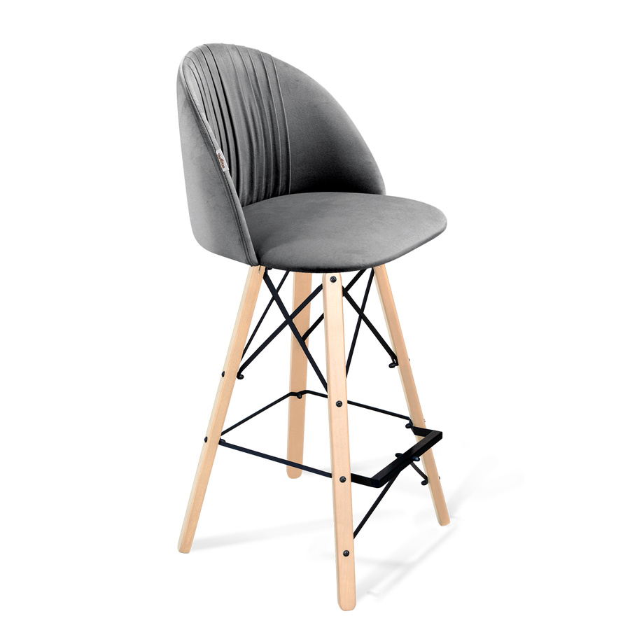 Барный стул Sheffilton 209259, черный муар/прозрачный лак/прозрачный лак/угольно-серый