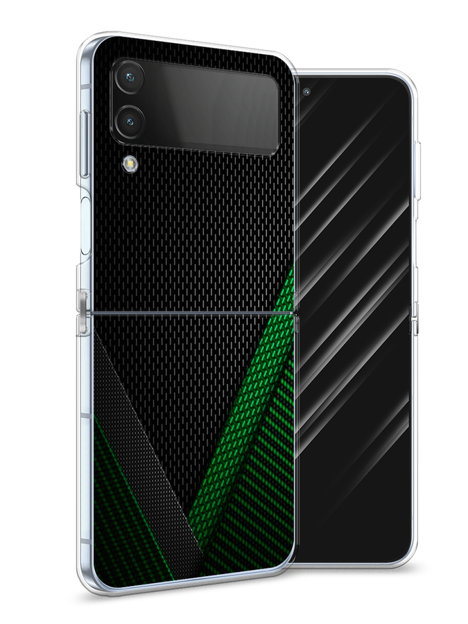 Чехол Awog на Samsung Galaxy Z Flip 4 / Самсунг Z Flip 4 "Зеленый карбон"