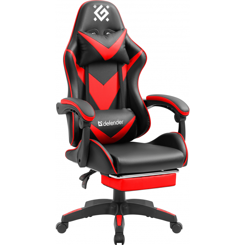 Кресло игровое Defender Minion с подножкой, класс4, чёрное, красное