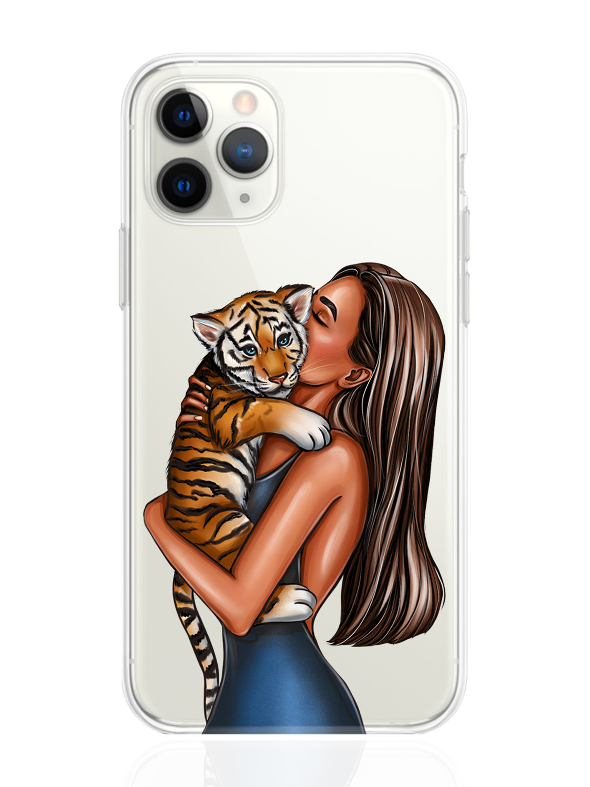 Чехол MustHaveCase для iPhone 11 Pro Девушка с тигренком прозрачный