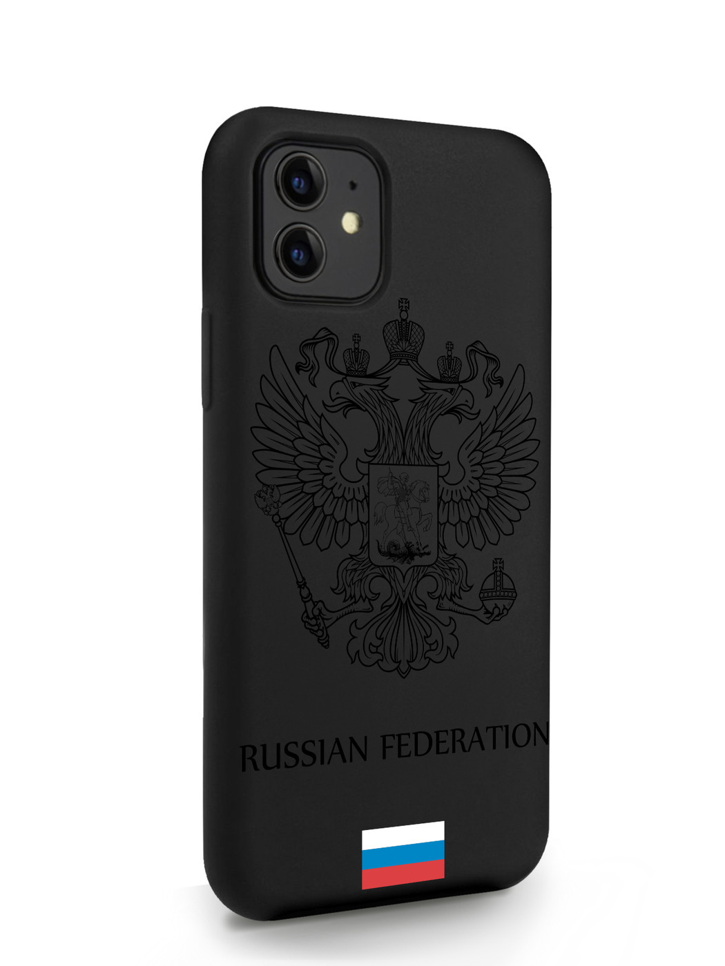 Чехол MustHaveCase для iPhone 11 Черный лаковый Герб Россия черный