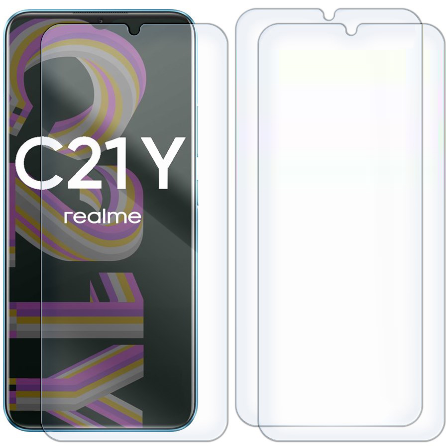 Комплект из 3-x защитных гибридных стекол для Realme C21Y