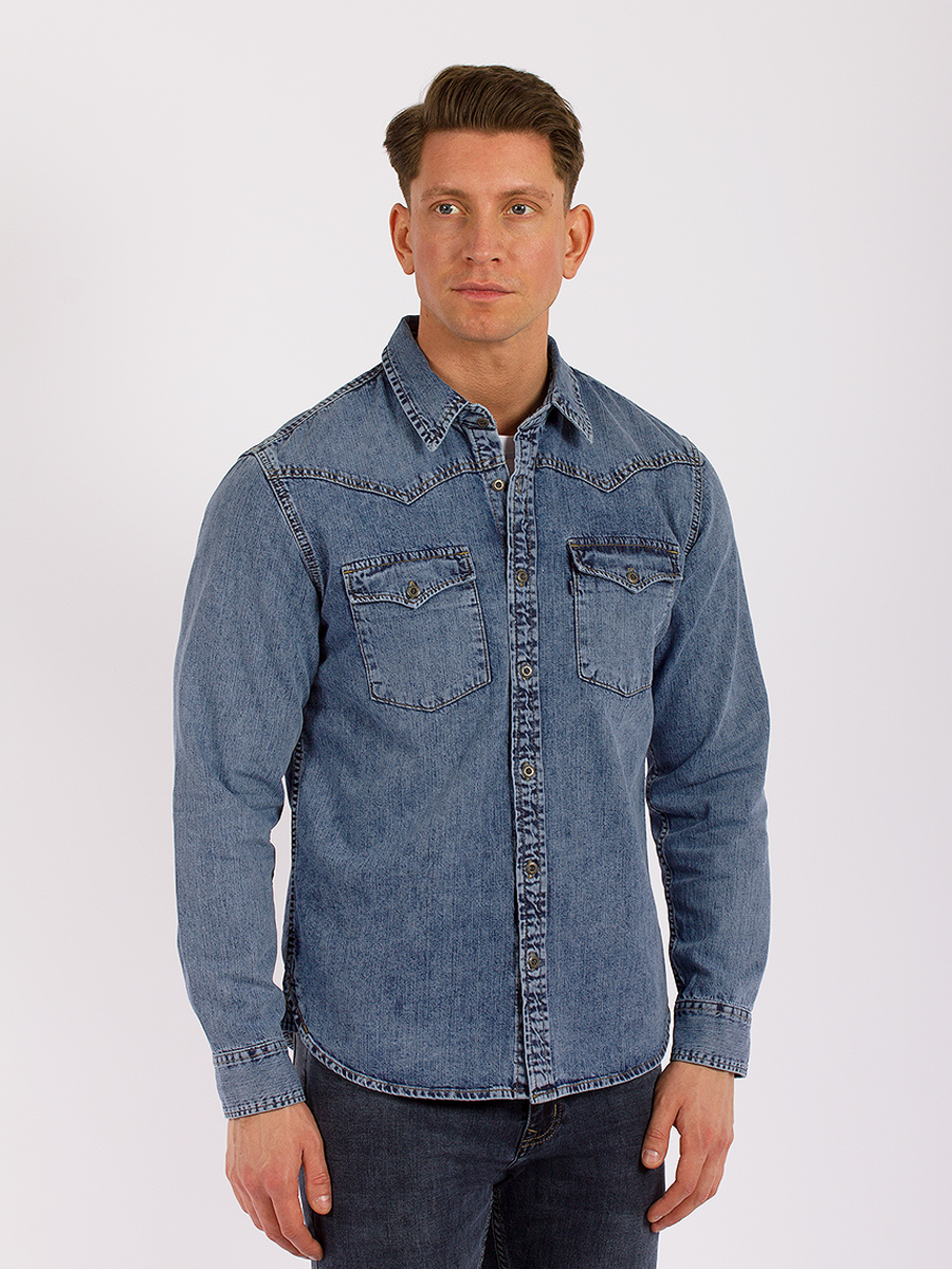 Джинсовая рубашка мужская DAIROS GD5080100 синяя XL