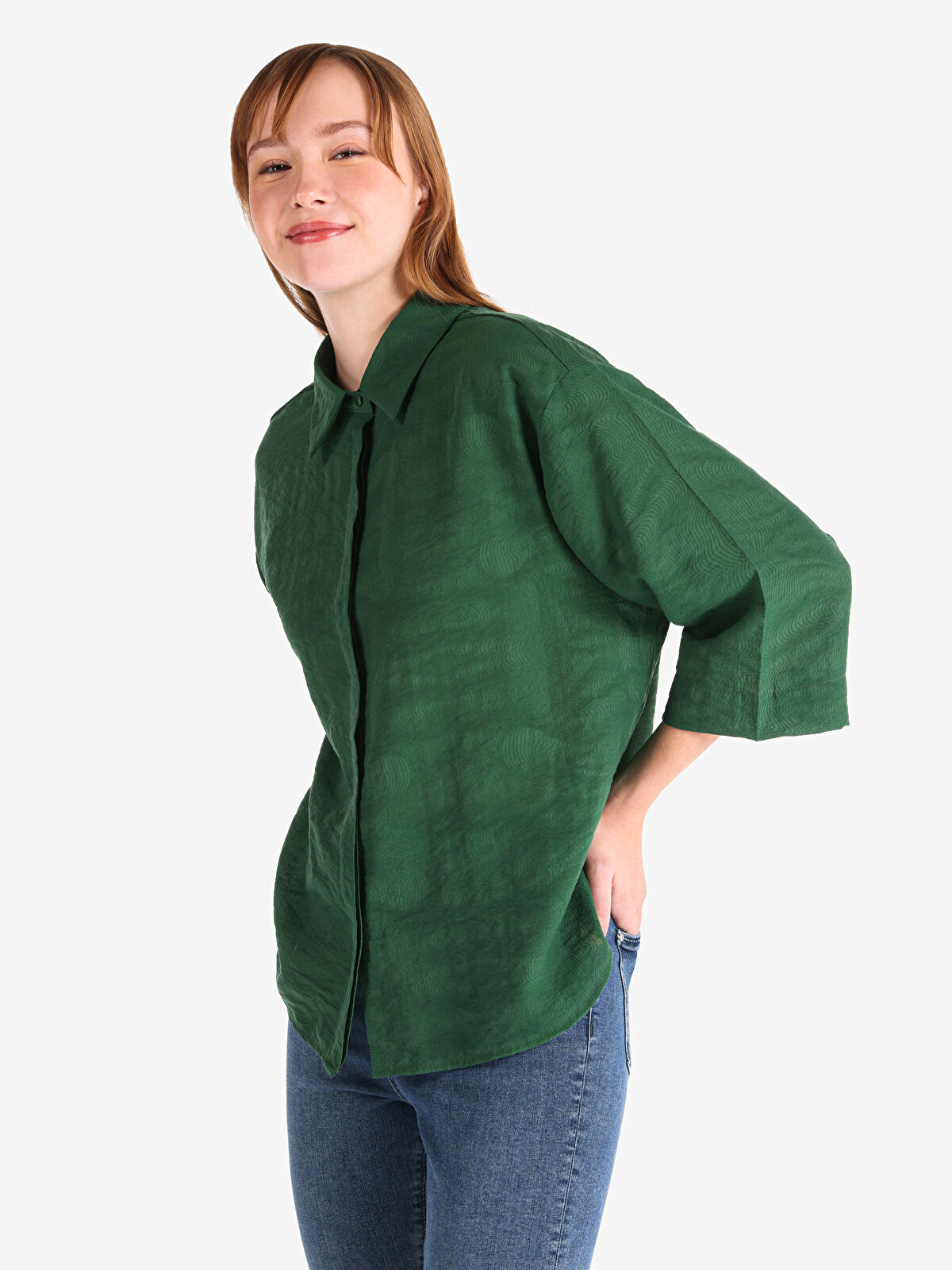 Рубашка женская Colin's CL1065067_Q1.V1 зеленая XS