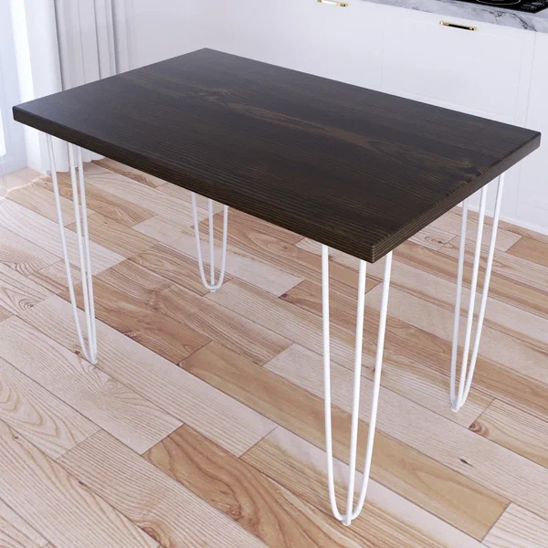 Стол кухонный Solarius Loft металл-дерево 100x80х75 цвет темного дуба с белыми ножками