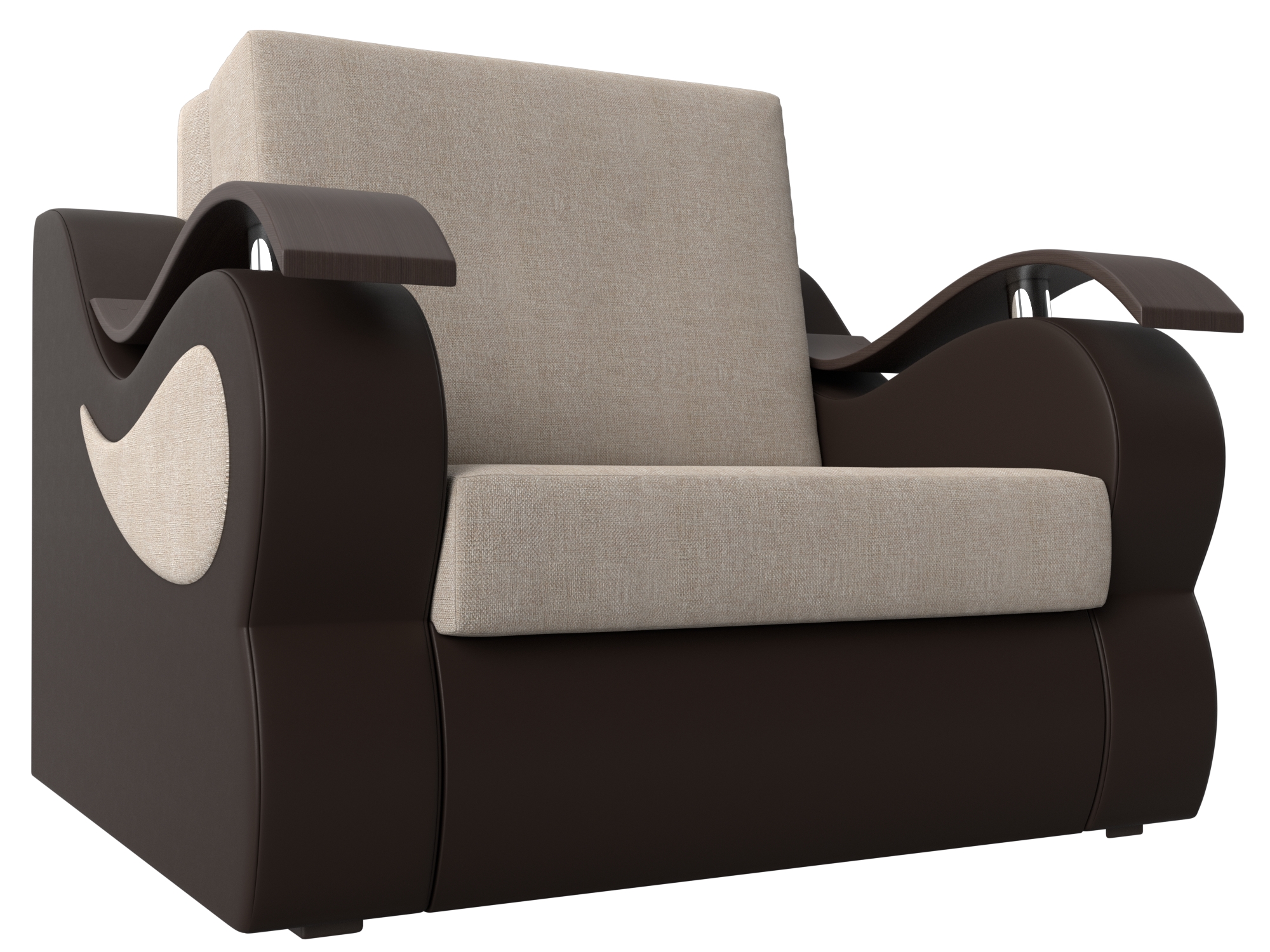 Кресло-кровать Меркурий 80 рогожка/экокожа бежевый/коричневый