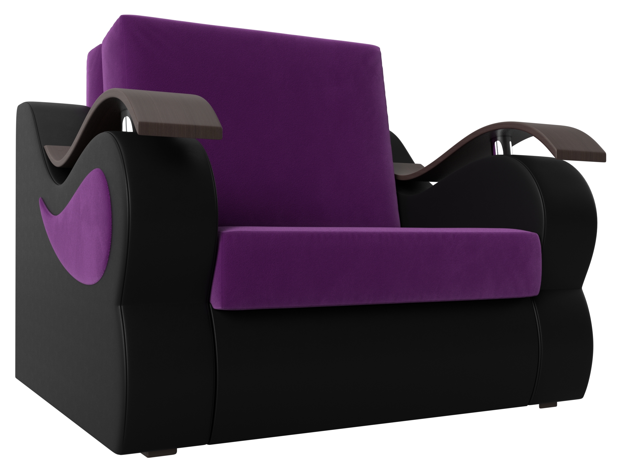 Кресло-кровать Меркурий 80 микровельвет/экокожа фиолетовый/черный
