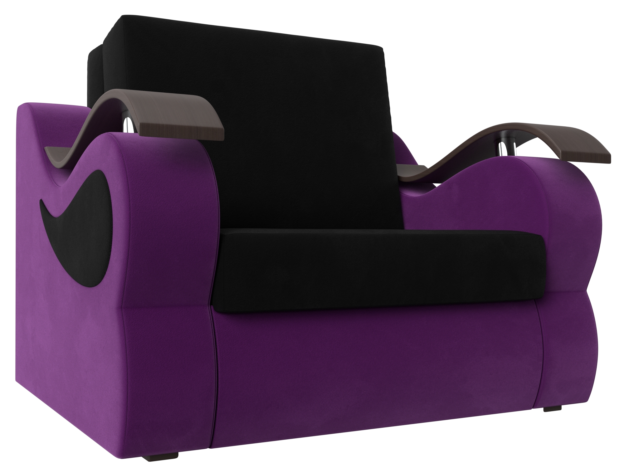 Кресло-кровать Меркурий 80 микровельвет черный/фиолетовый