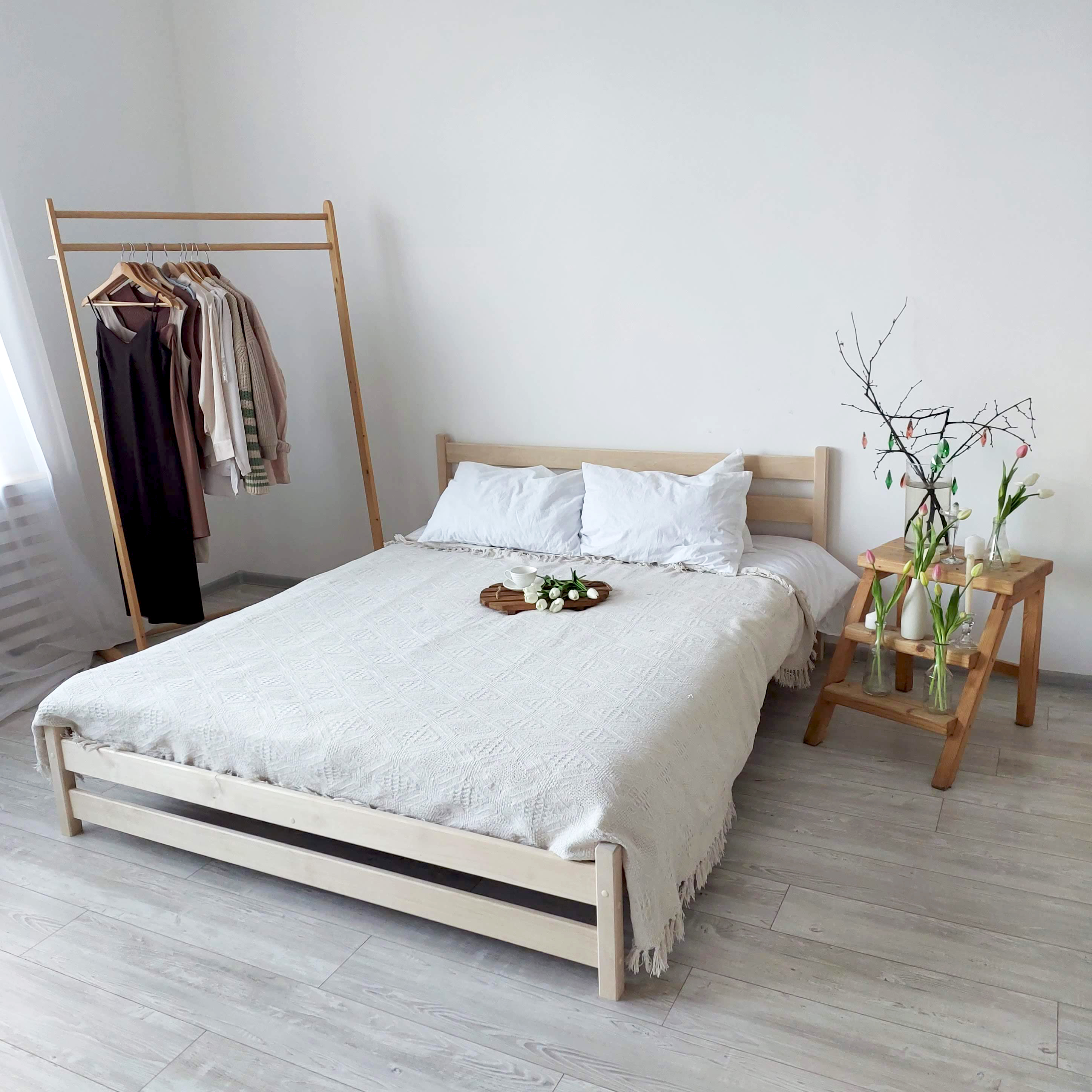 Кровать двуспальная Mi-Gusta Elias, 200х160 см, из массива берёзы, без покраски