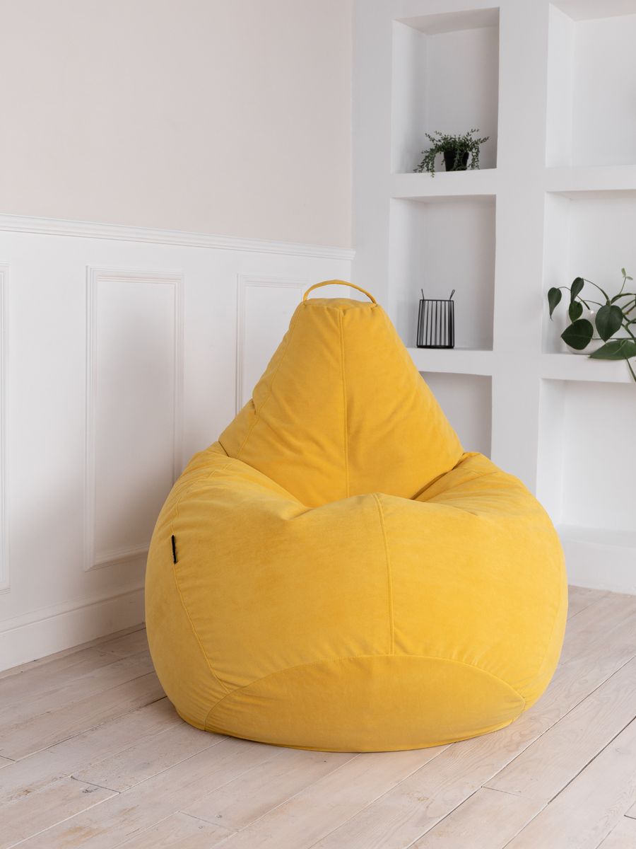 Кресло-мешок TAMM XXXXL, Велюр желтый, 120х80