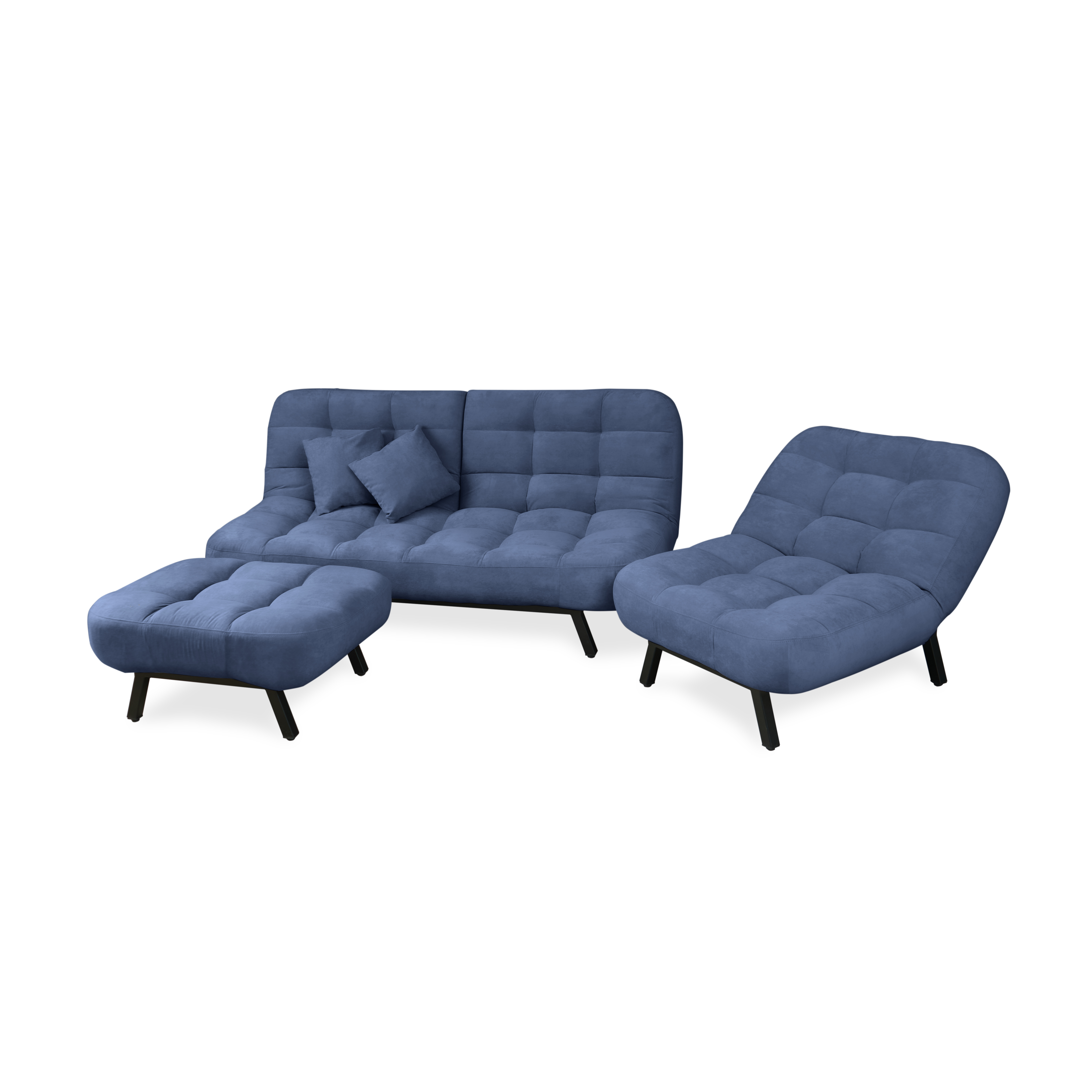 Комплект мягкой мебели BRENDOSS Абри Диван кресло и пуф синий