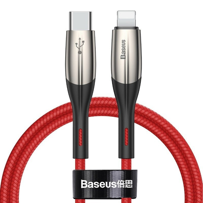 Кабель USB Type-C (m) - Lightning (m) 1м Baseus Horizontal Data Cable Красный (CATLSP-09)
