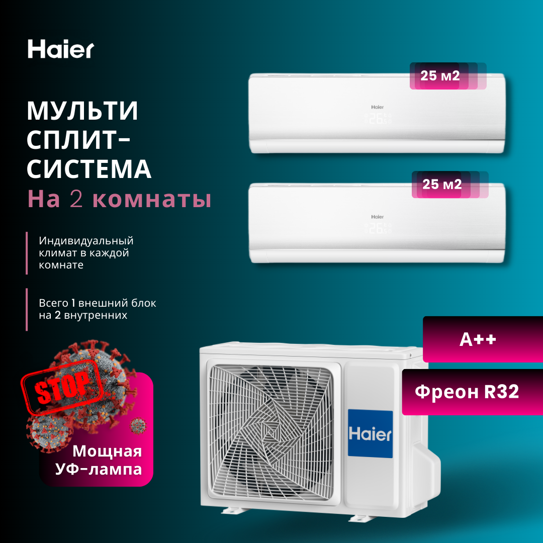 Мульти сплит-система Haier AS09NS6ERA-W/2U40S2SM1FAх2