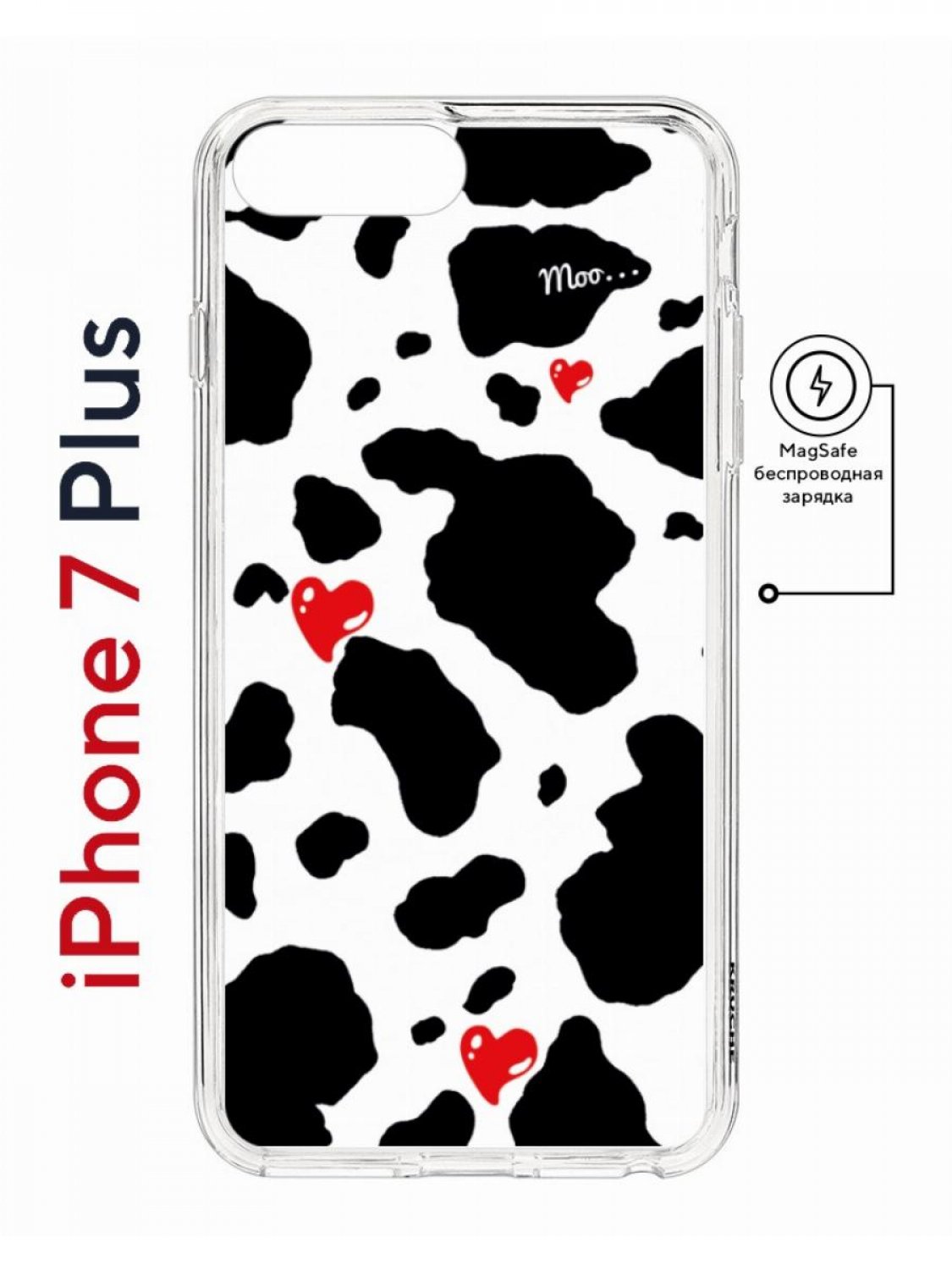 Чехол на iPhone 7 Plus/8 Plus MagSafe Kruche Print Корова противоударный с магнитом