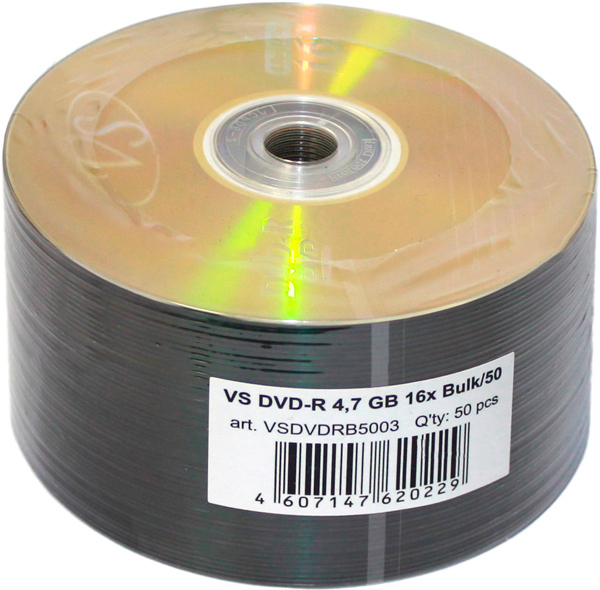 Диск DVD-R VS 4.7 Gb, 16x, Bulk (50), (50/600) {VSDVDRB5003}