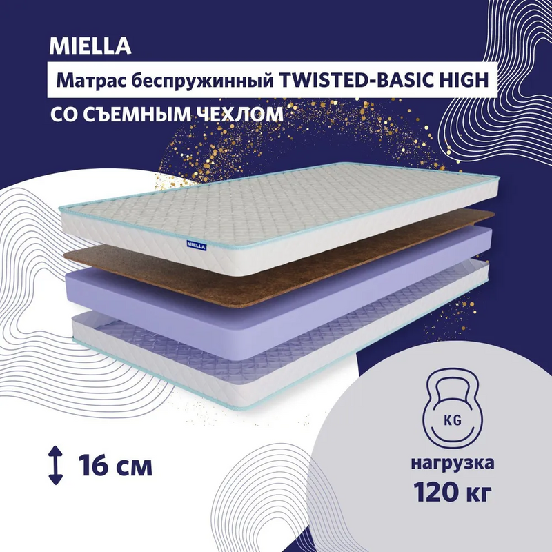 Матрас MIELLA Twisted-Basic High 90x200 ортопедический, двусторонний
