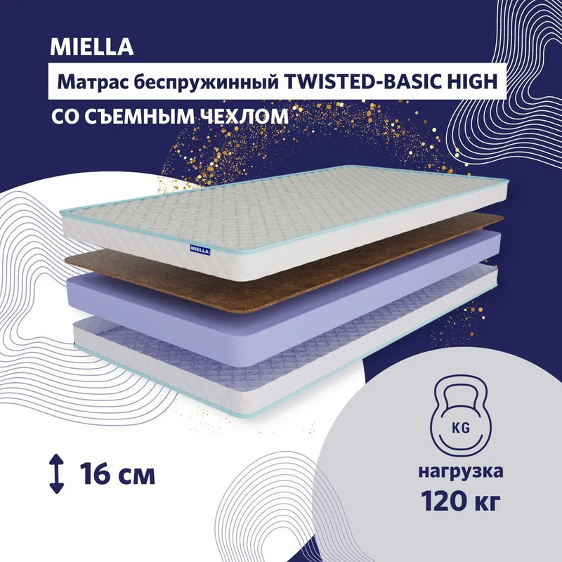 Матрас MIELLA Twisted-Basic High 80x195 ортопедический, двусторонний