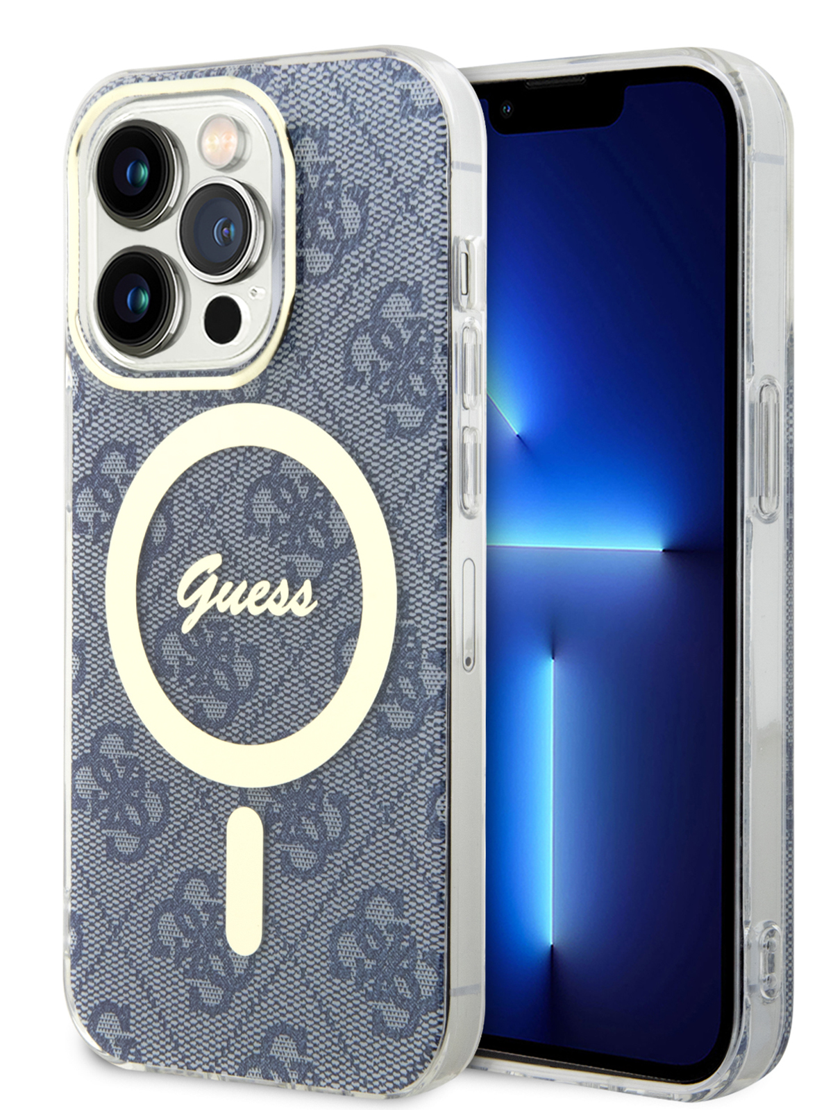 Чехол Guess для iPhone 14 Pro Max с MagSafe Blue, Gold