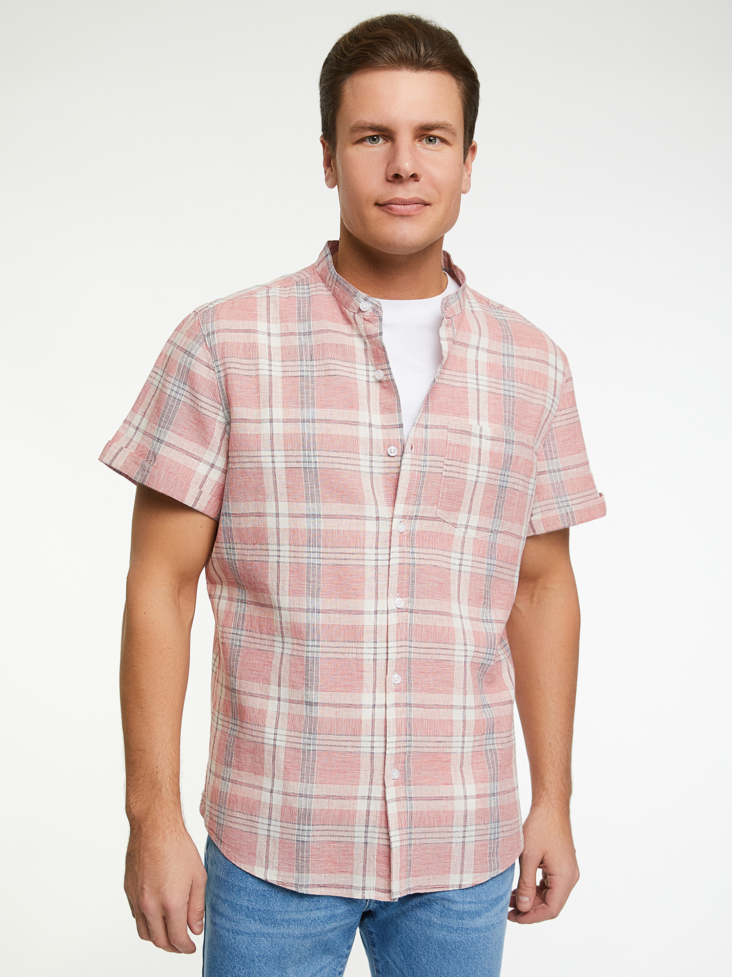 Рубашка мужская oodji 3L420005M-2 розовая L