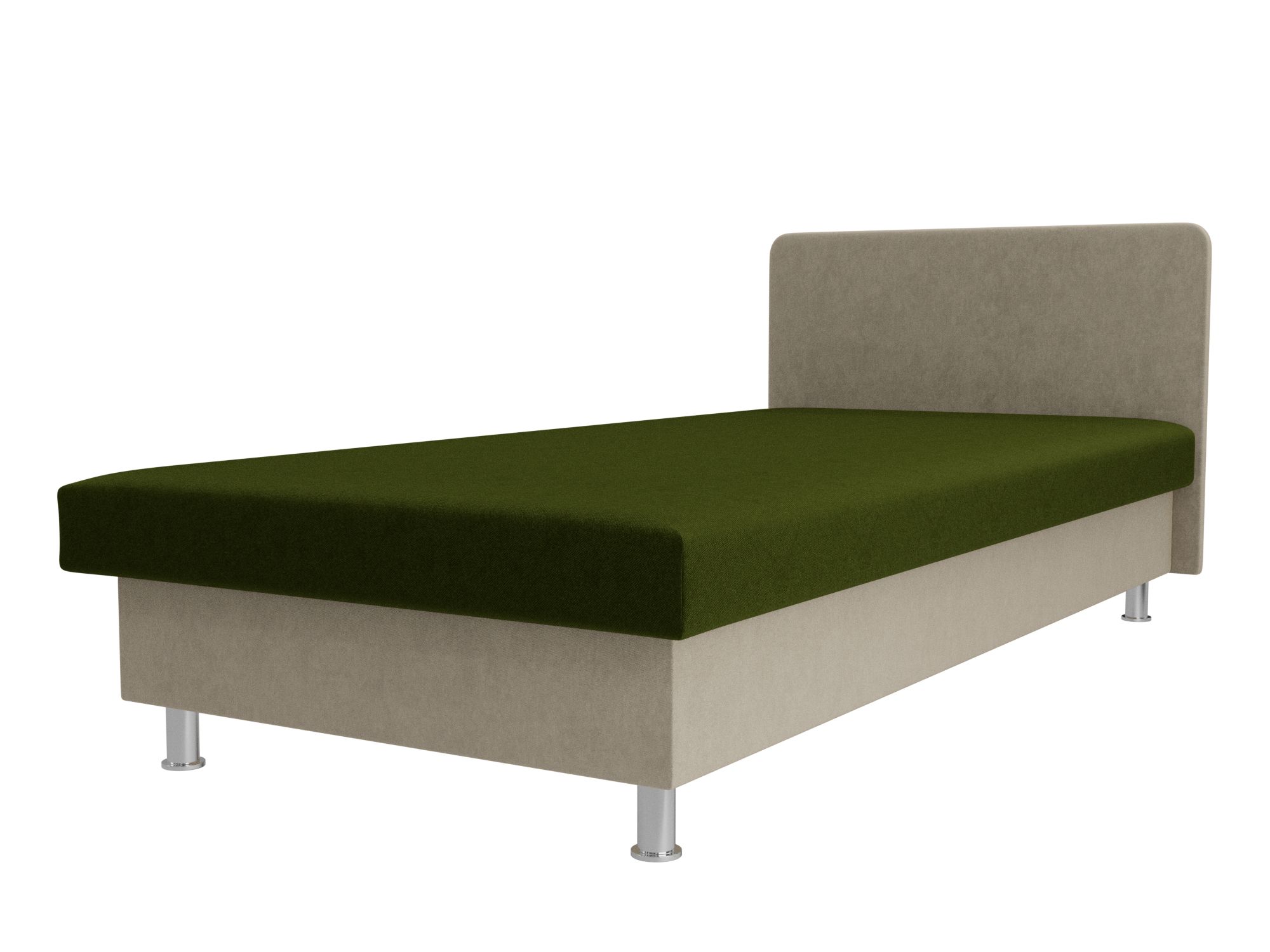Кровать Мальта микровельвет зеленый/бежевый