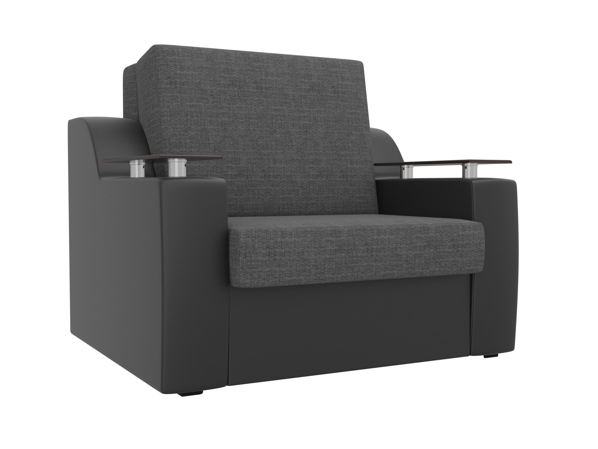 Кресло-кровать Сенатор 80 рогожка/экокожа серый/черный