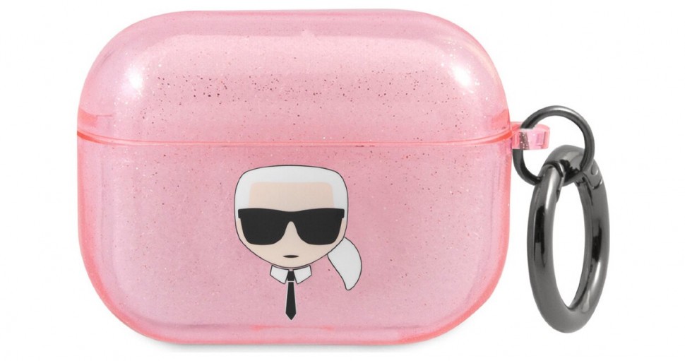 Чехол Karl Lagerfeld TPU Glitters with ring Karl Transparent для AirPods Pro Розовый