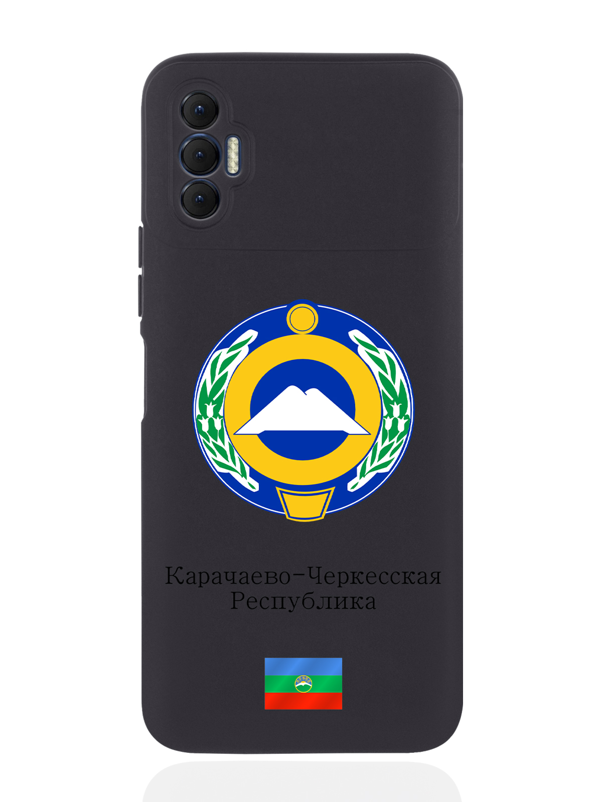 Чехол SignumCase для Tecno Spark 8P Герб Карачаево-Черкесской Республики черный