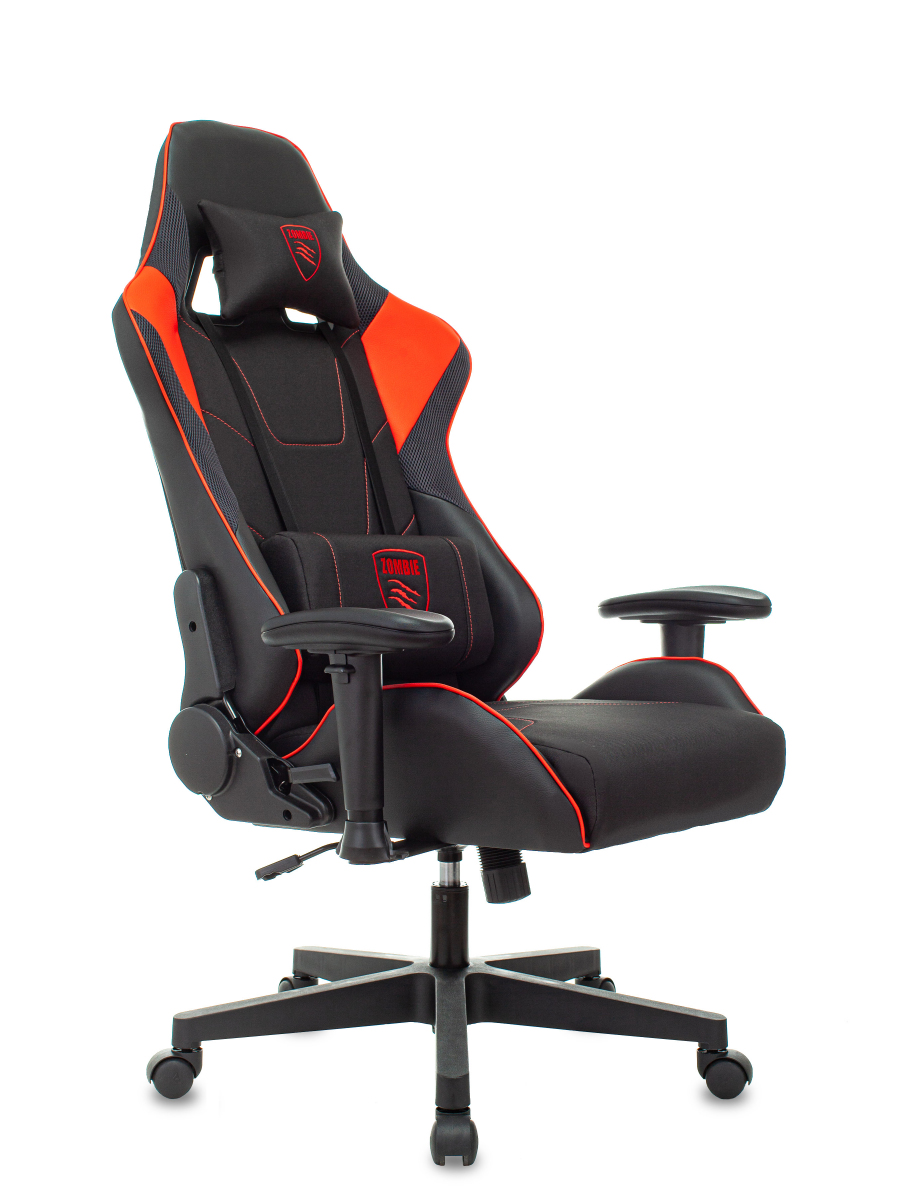 Кресло игровое Zombie Thunder 1, обивка: текстиль/эко.кожа, цвет: черный/красный