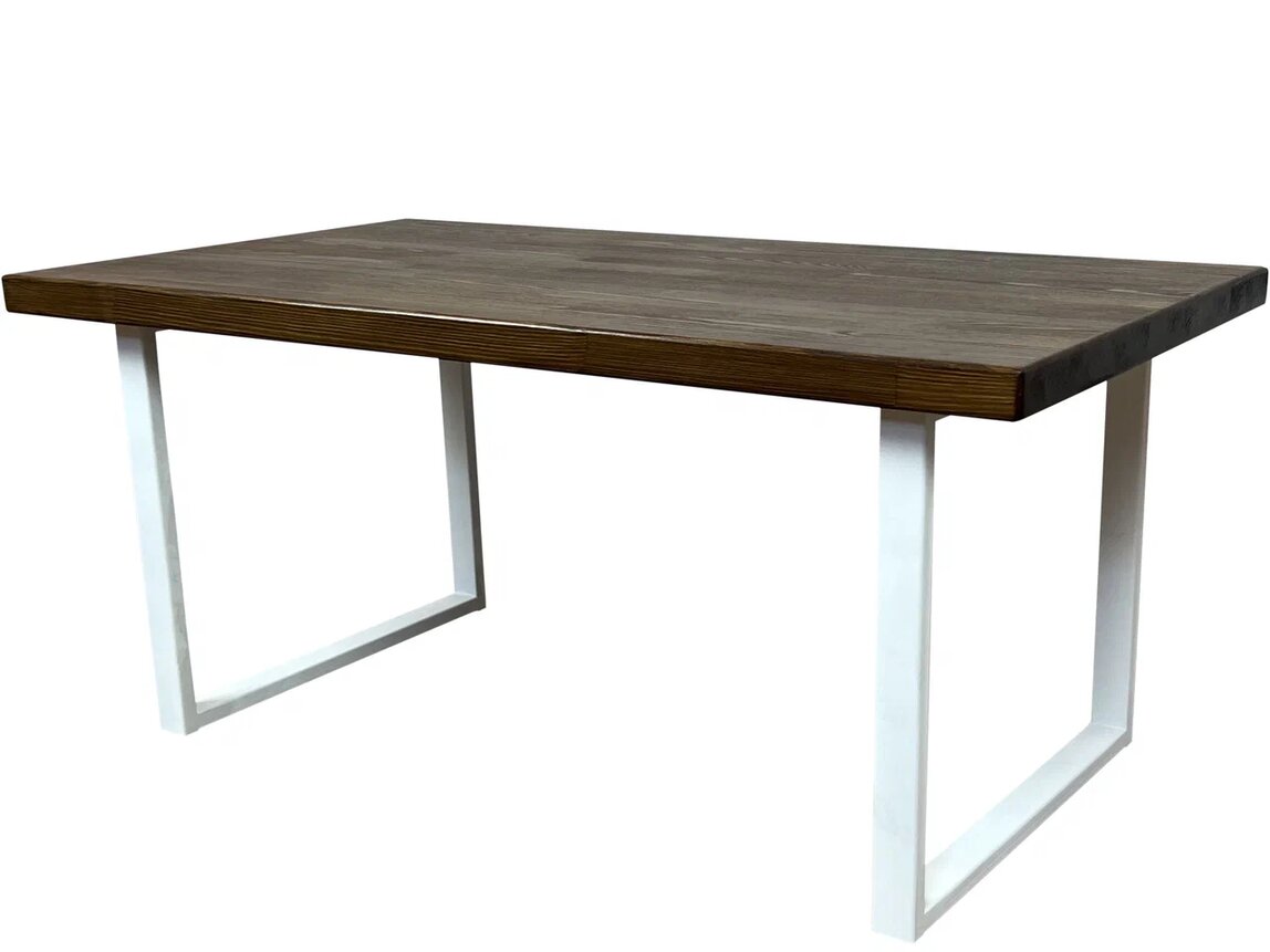 журнальный стол Solarius Loft из сосны, темный дуб на белых ножках, 110х60х50 см