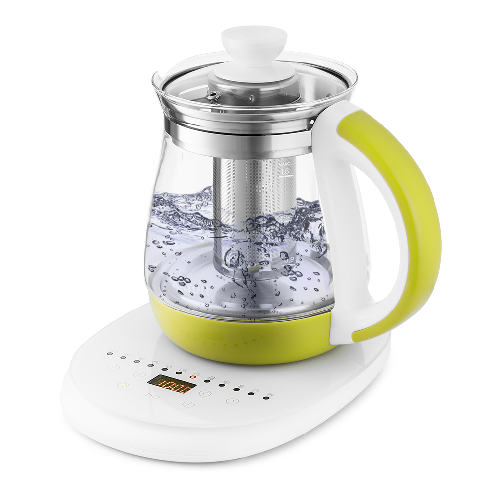 Чайник электрический Kitfort КТ-6130-2 1.8 л Transparent, White, Green