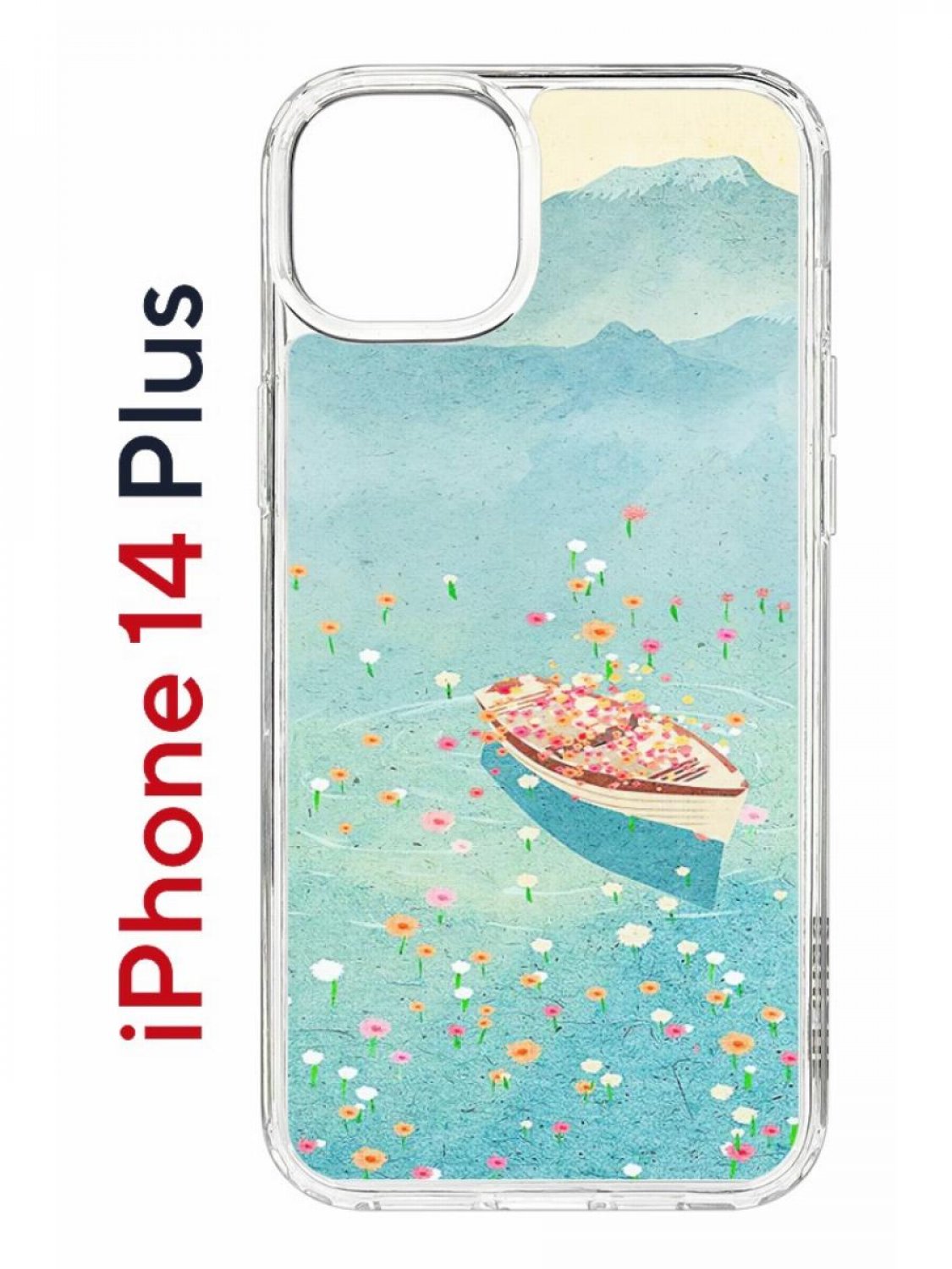 Чехол на iPhone 14 Plus с принтом Kruche Print озеро цветов, бампер с защитой камеры